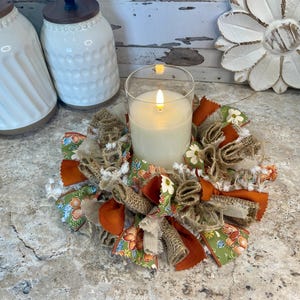 Fall Flower Candle Ring 4" or 6" Farmhouse Candle Ring Centerpiece ...