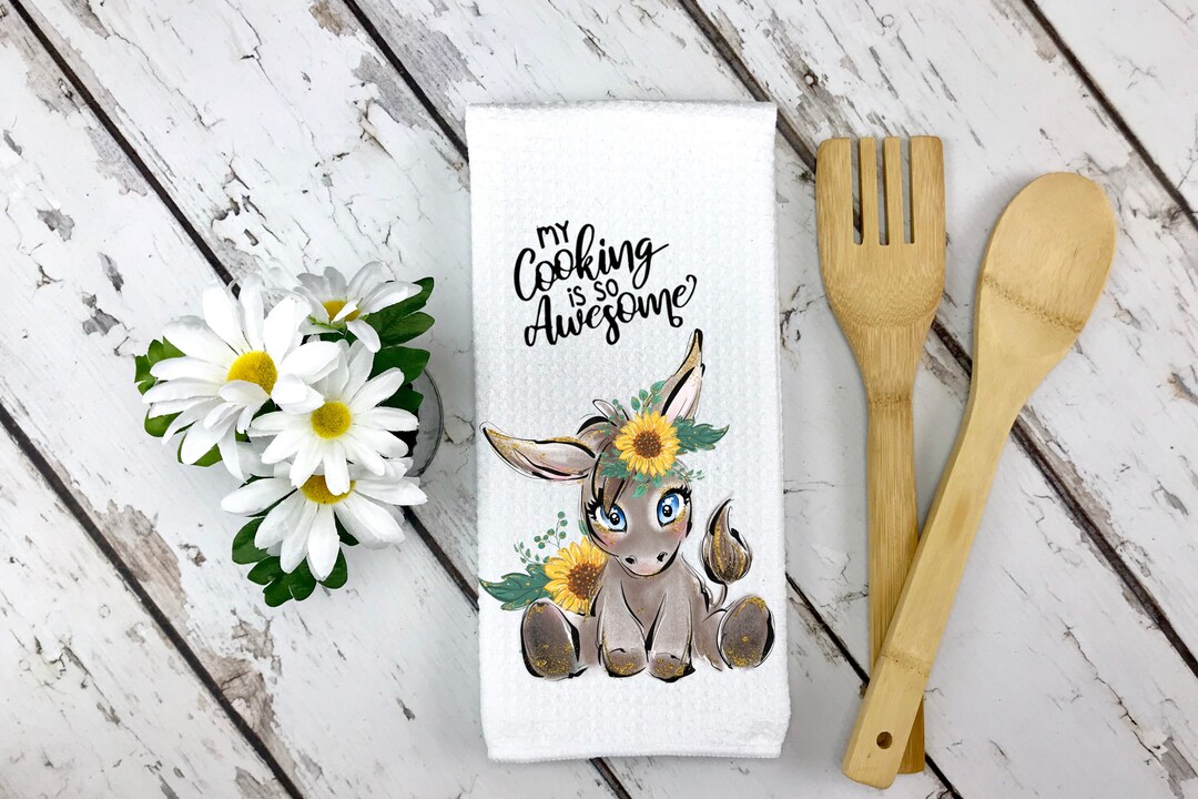 Cute Donkey Tea Towel/funny Tea Towel/microfiber Waffle Towel/waffle ...