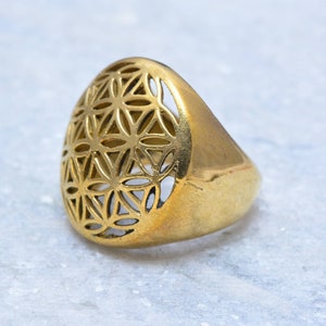 Flower of Life Ring, Flower of Life Grid, Gold Flower of Life Ring ...