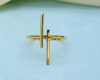 Parallel Bar Ring, Parallel Ring, Long Silver Bar Ring, Sterling Silver ...