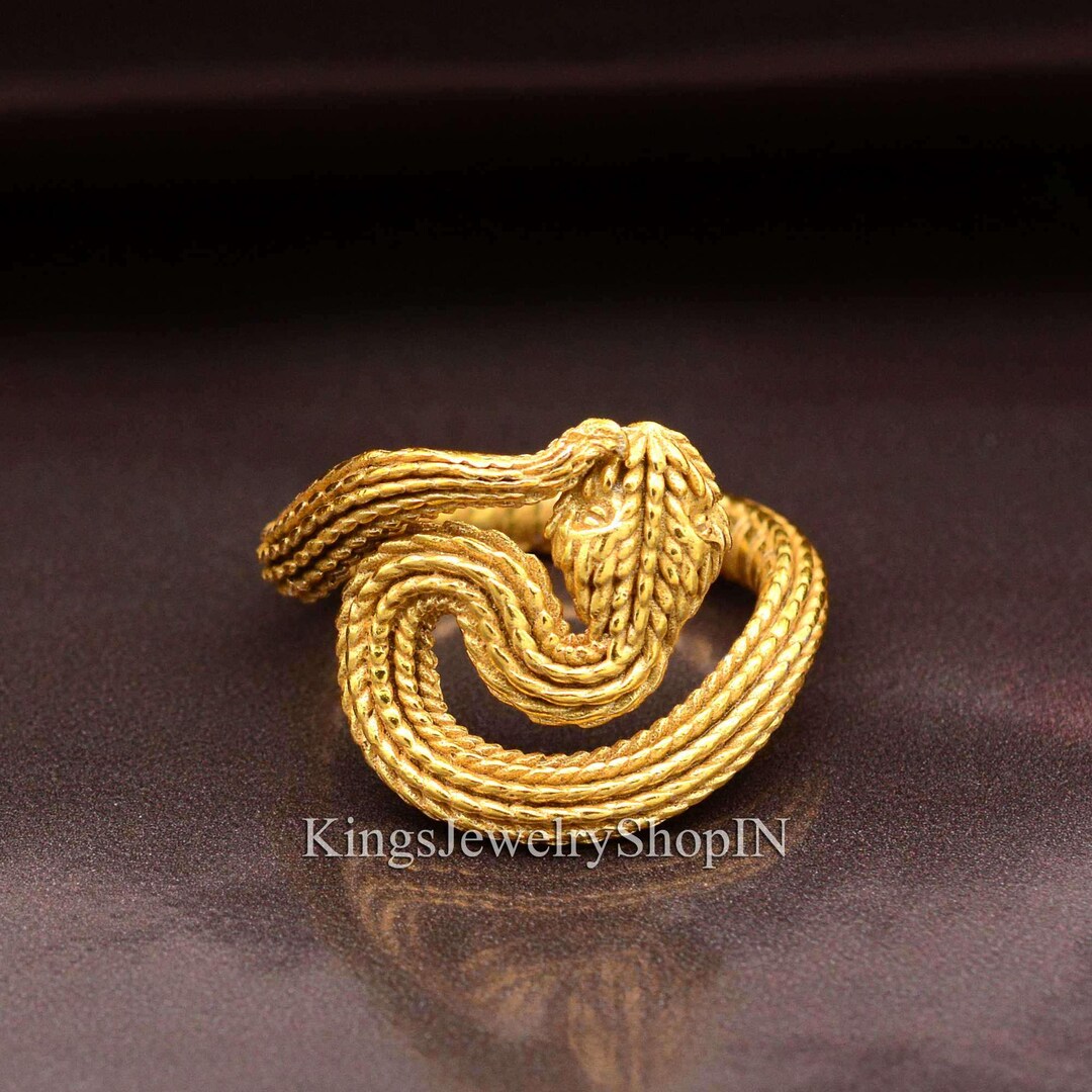 Textured Snake Wrap Ring, Handmade Serpent Ring, Adjustable Statement ...