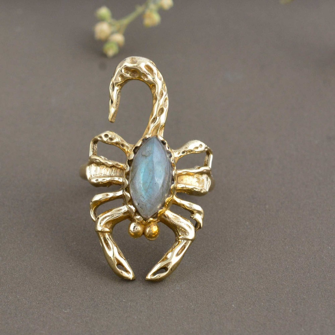 Scorpion Ring, Labradorite Ring, Gold Scorpion Ring, Statement Ring,personalized Gift,animals ...