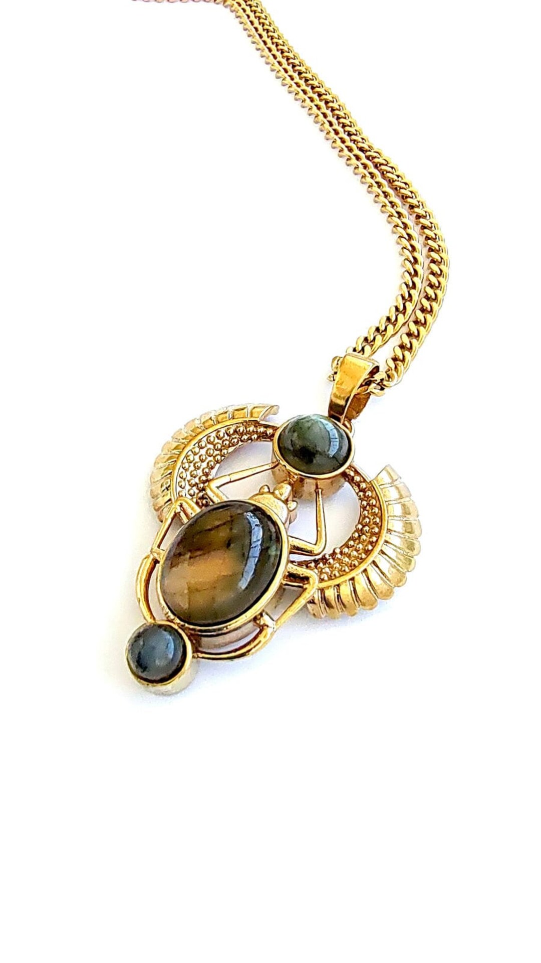 Golden Scarab Necklace / Labradorite Scarab Pendent / Talisman Jewelry ...