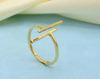 Parallel Bar Ring, Parallel Ring, Long Silver Bar Ring, Sterling Silver ...