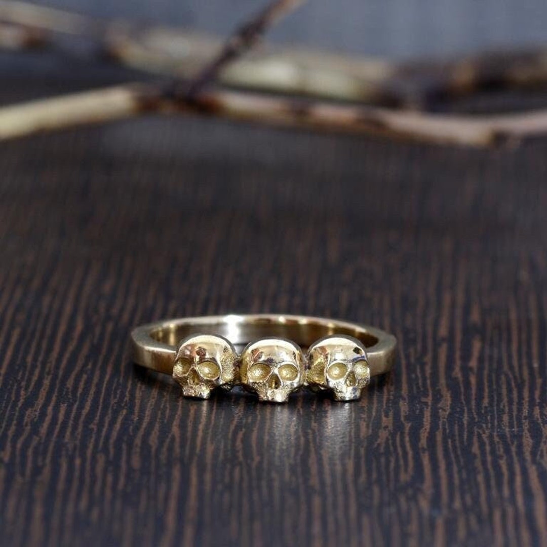 Gold Skull Ring, Skull Ring, Gothic Ring, Horror Ring, Skeleton Ring ...