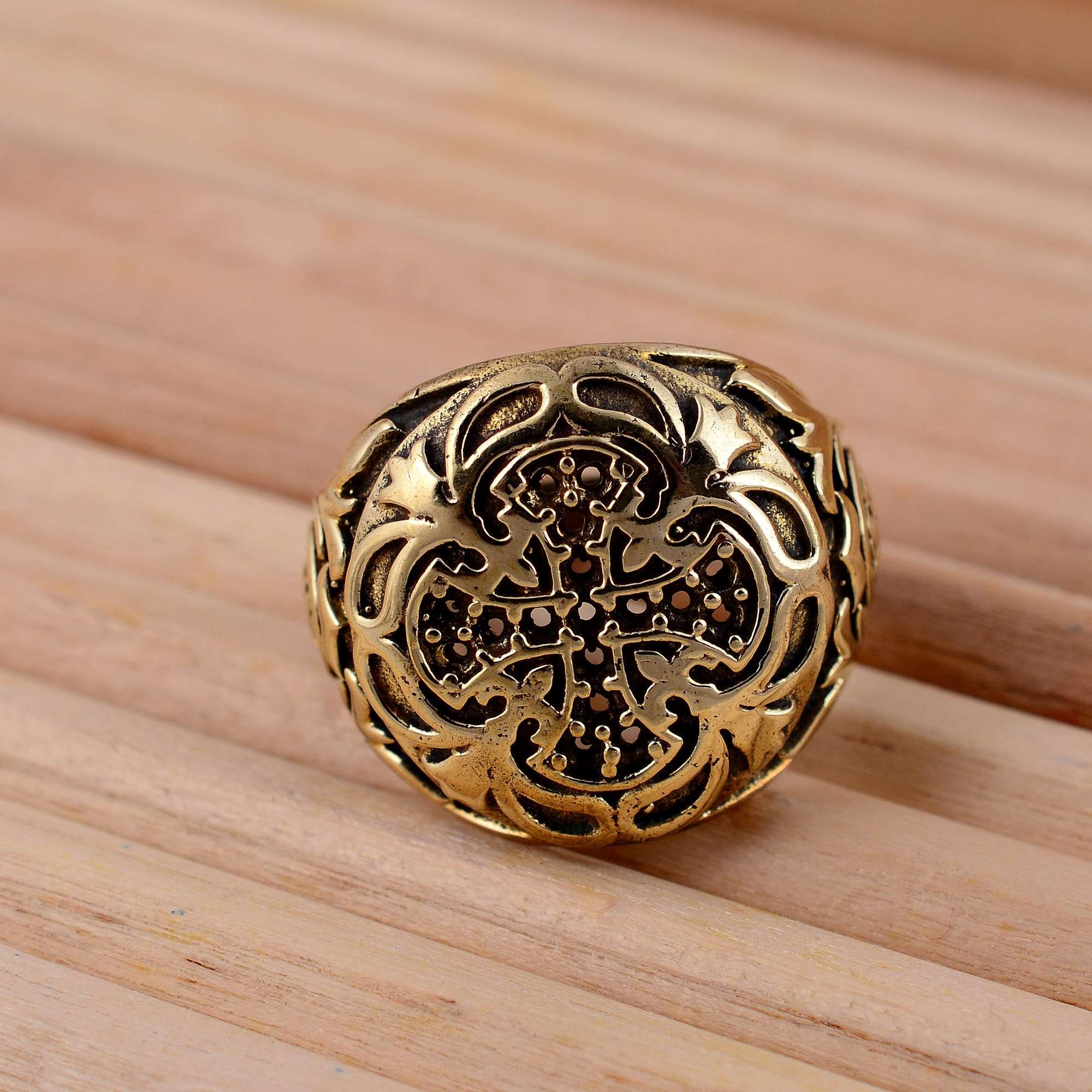 Gold Cross Ring Jerusalem Cross Ring Bible Ring Male Ring. - Etsy