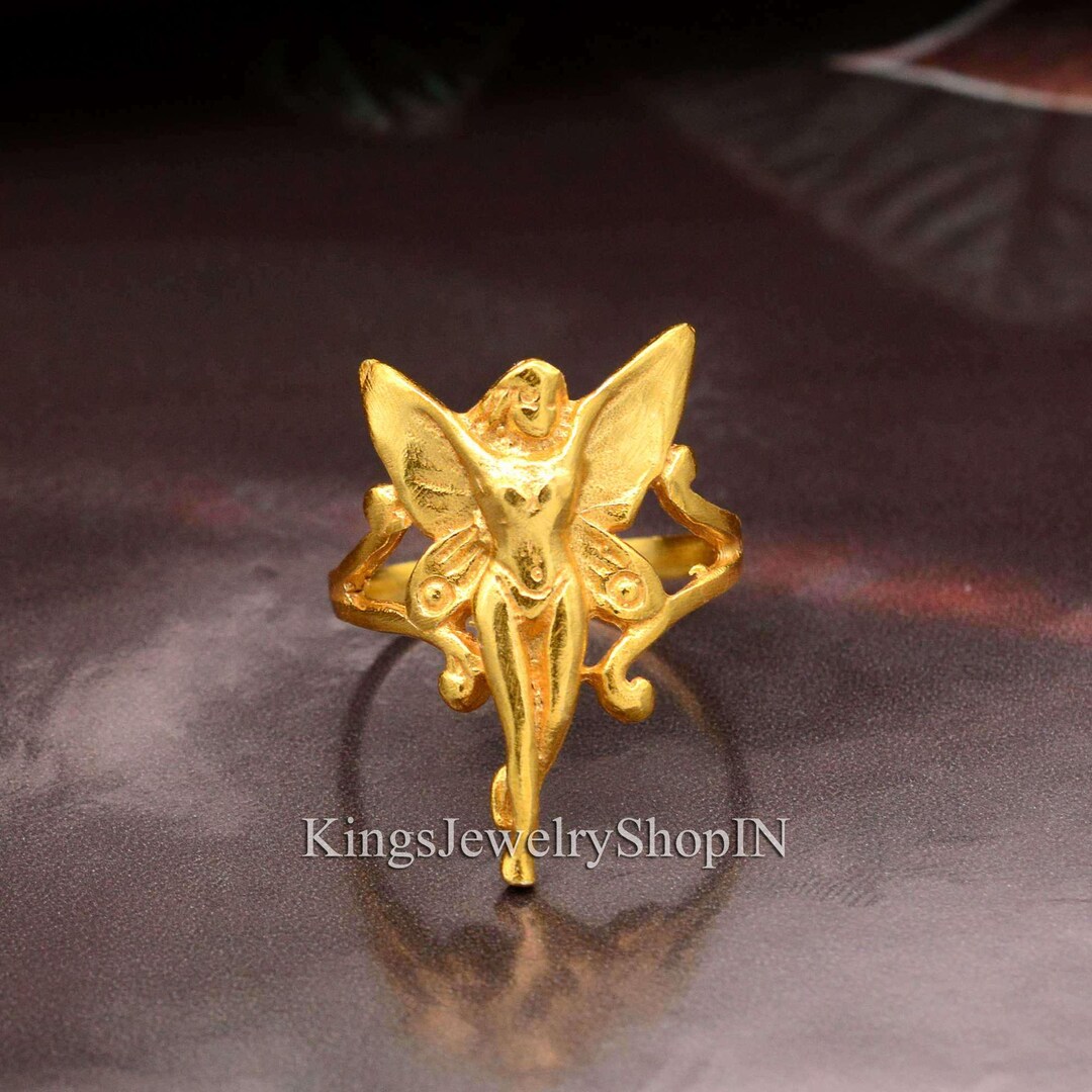 Gold Fairy Angel Ring | Whimsical Fantasy Jewelry | Ethereal Winged Spirit Ring | Handmade ...