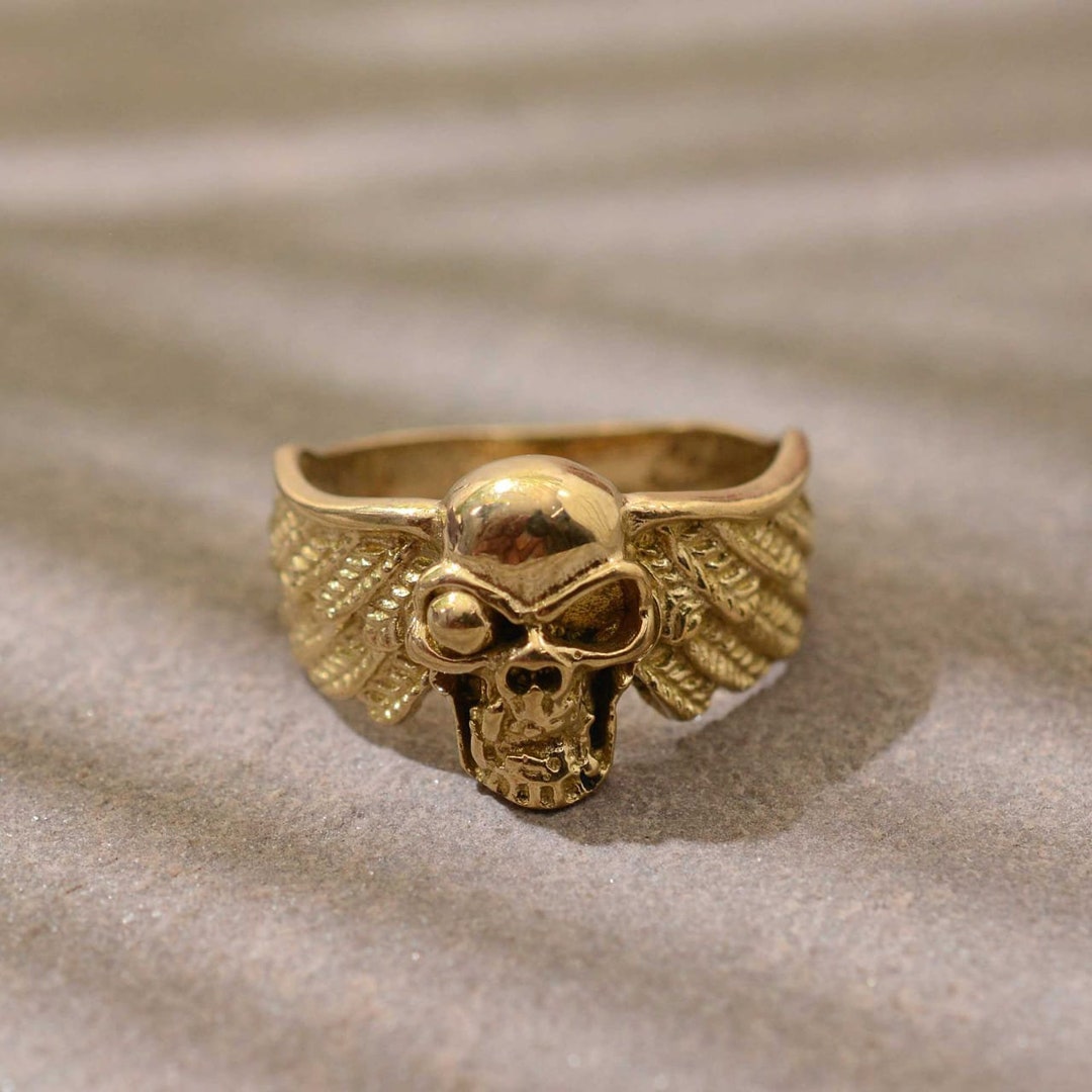 Statement Ring - Skull Ring - Bronze Human Skull Ring - Gold Gothic ...
