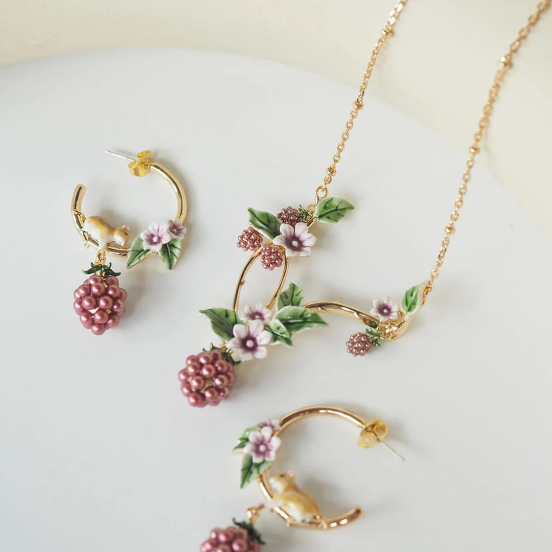Cute Mouse and Blackberry Neckless Set Hamster Flower Grape - Etsy UK