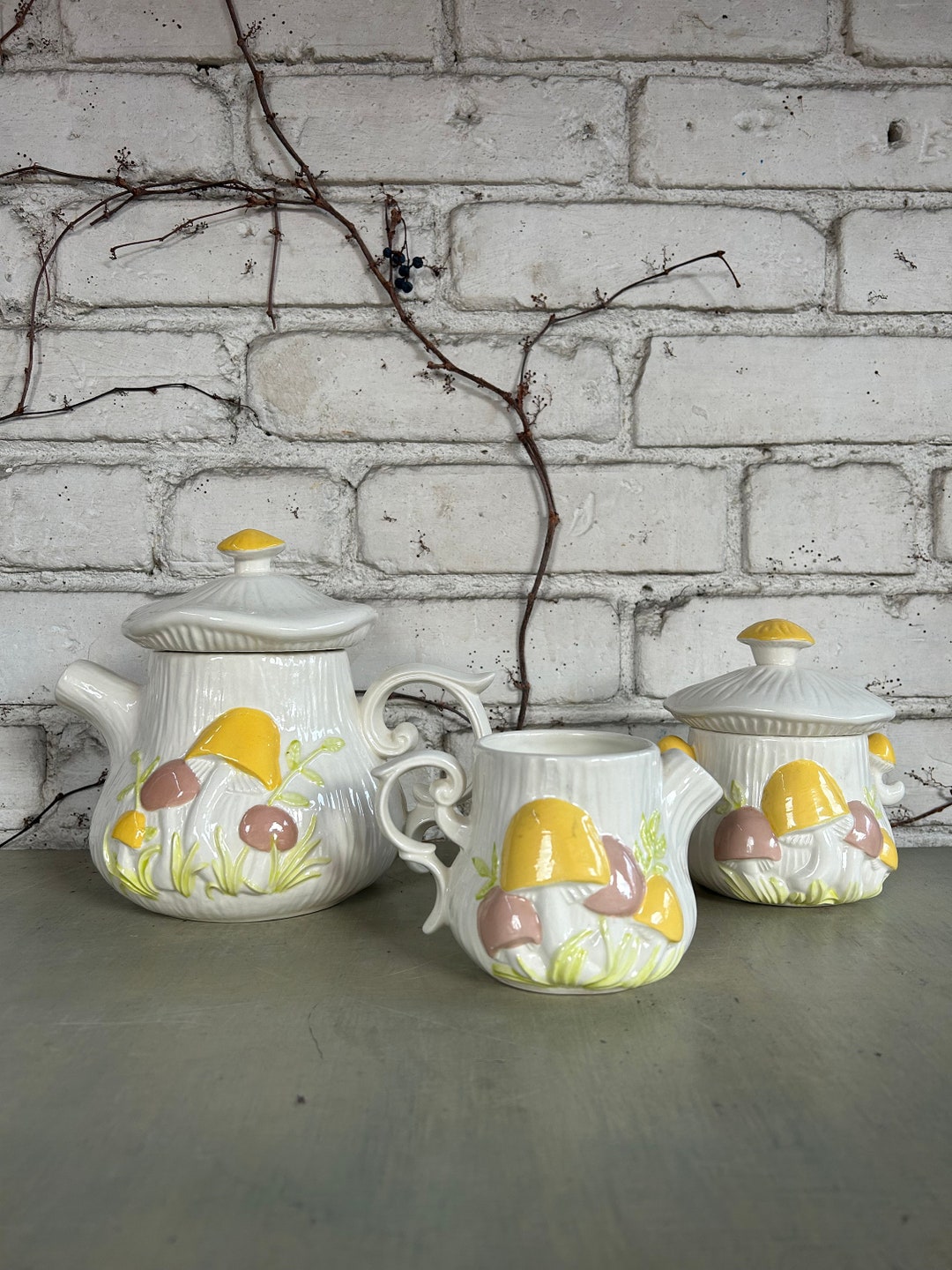Cool Vintage Arnels Mushroom Tea Set Includes Teapot Cream - Etsy