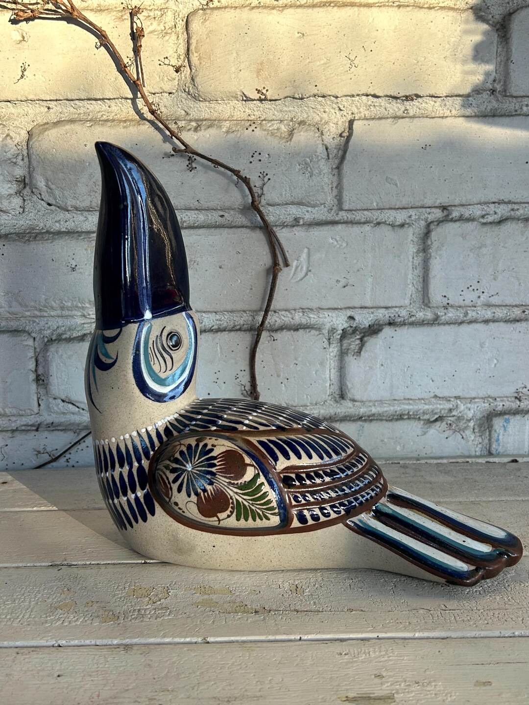 Vintage Tonala Hand Painted Pottery Toucan Bird, Made in Mexico, Folk ...