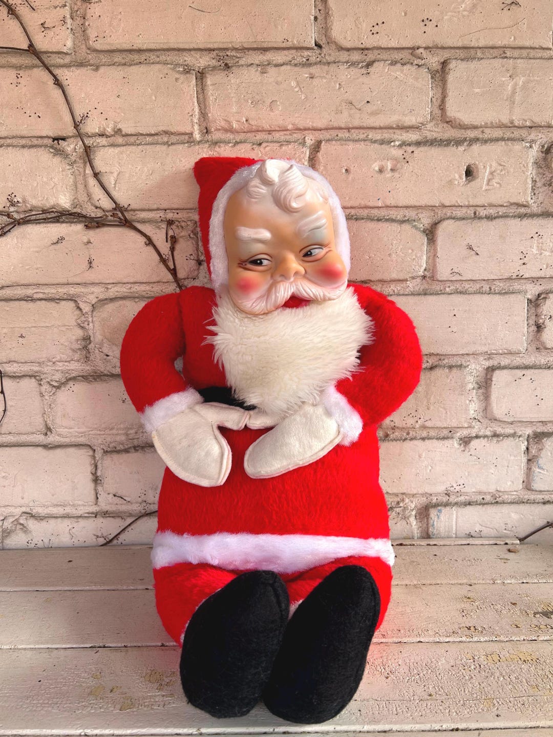 Vintage Handmade/hobbyist Rubber Face Santa Doll, Plush, Christmas ...