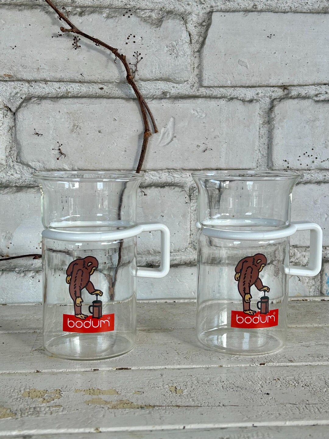 Vintage Bodum Monkey Coffee Mugs Set of 2 French Press Graphic - Etsy