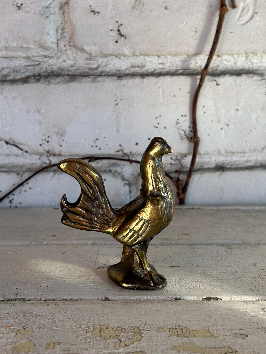 Vintage Solid Brass Rooster Bottle Opener, Barware, Decorative Brass ...
