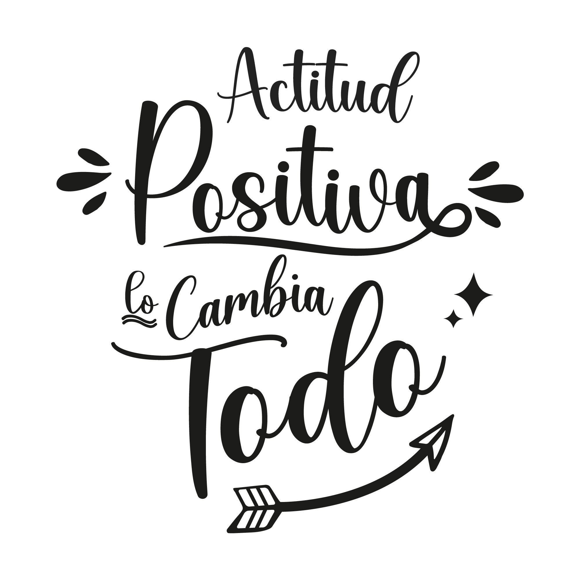 Archivo SVG, Actitud Positiva lo cambia todo, lettering en Español, vector Svg .Listo para corte ...
