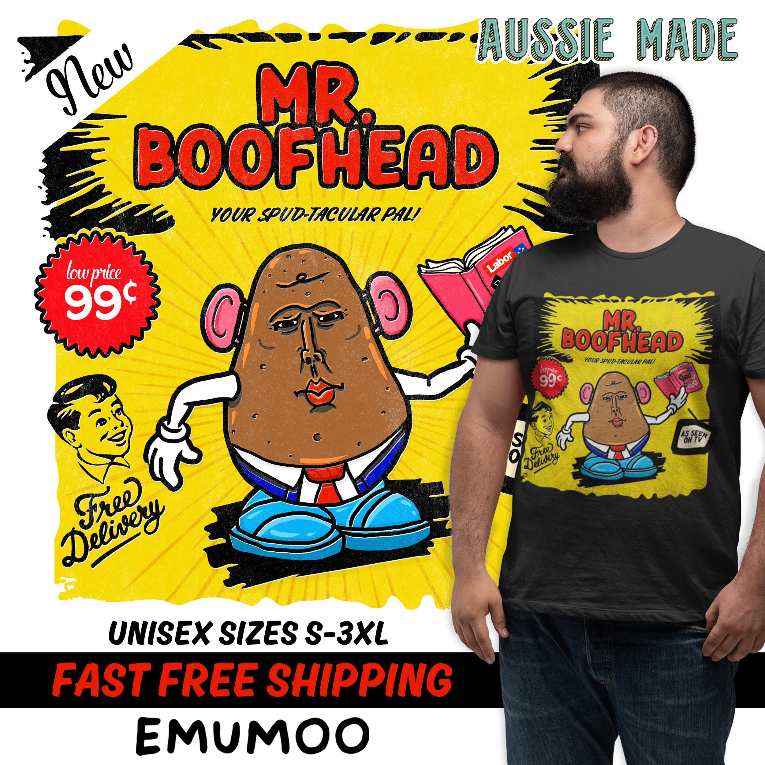 Mr Boofhead Potato Spud Dutton Vintage Unisex T-shirt - Etsy