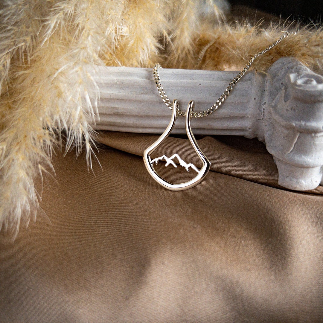 Mountain Ring Holder Necklace Silver, Engagement Ring Carrier for ...