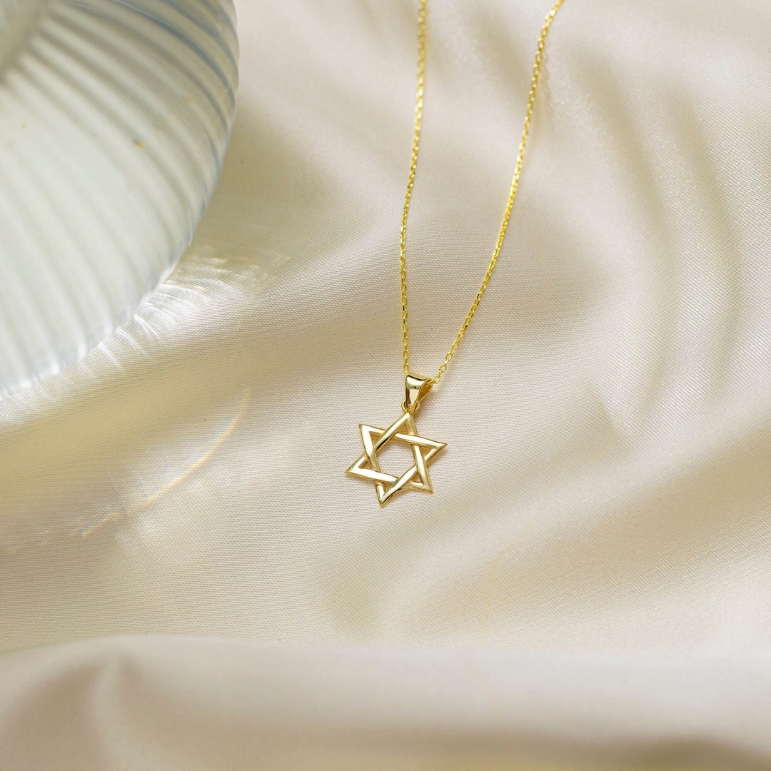 David Star Necklace Women, Gold Star of David Necklace, Gift for Bat ...