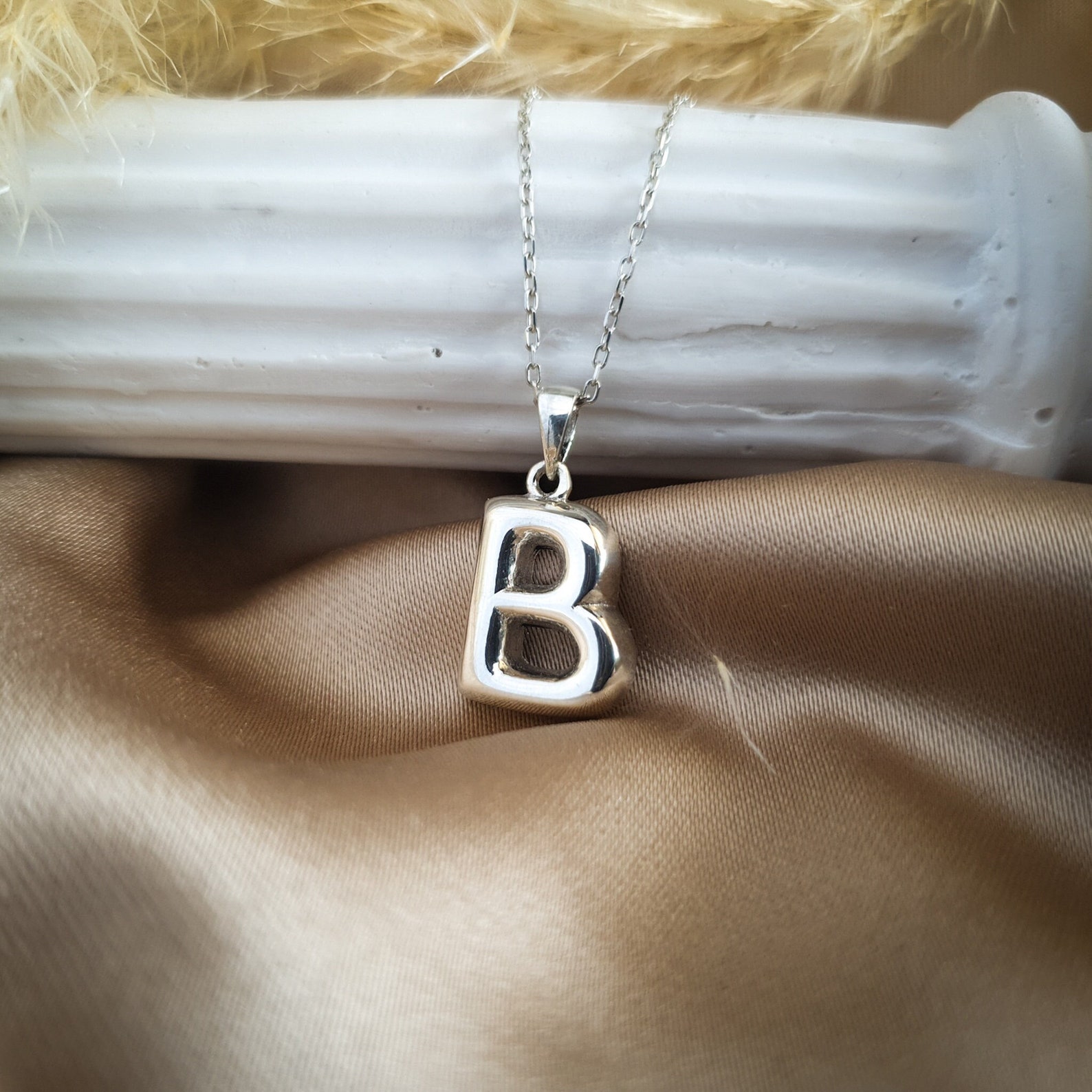 Bubble Letter Necklace Initial Puff Pendant 3D Baloon Charm - Etsy