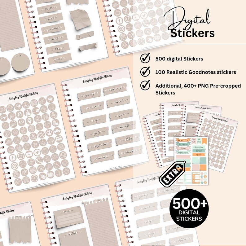 Landscape Digital Notebook With Tabs, Realistic Digital Notebook ...