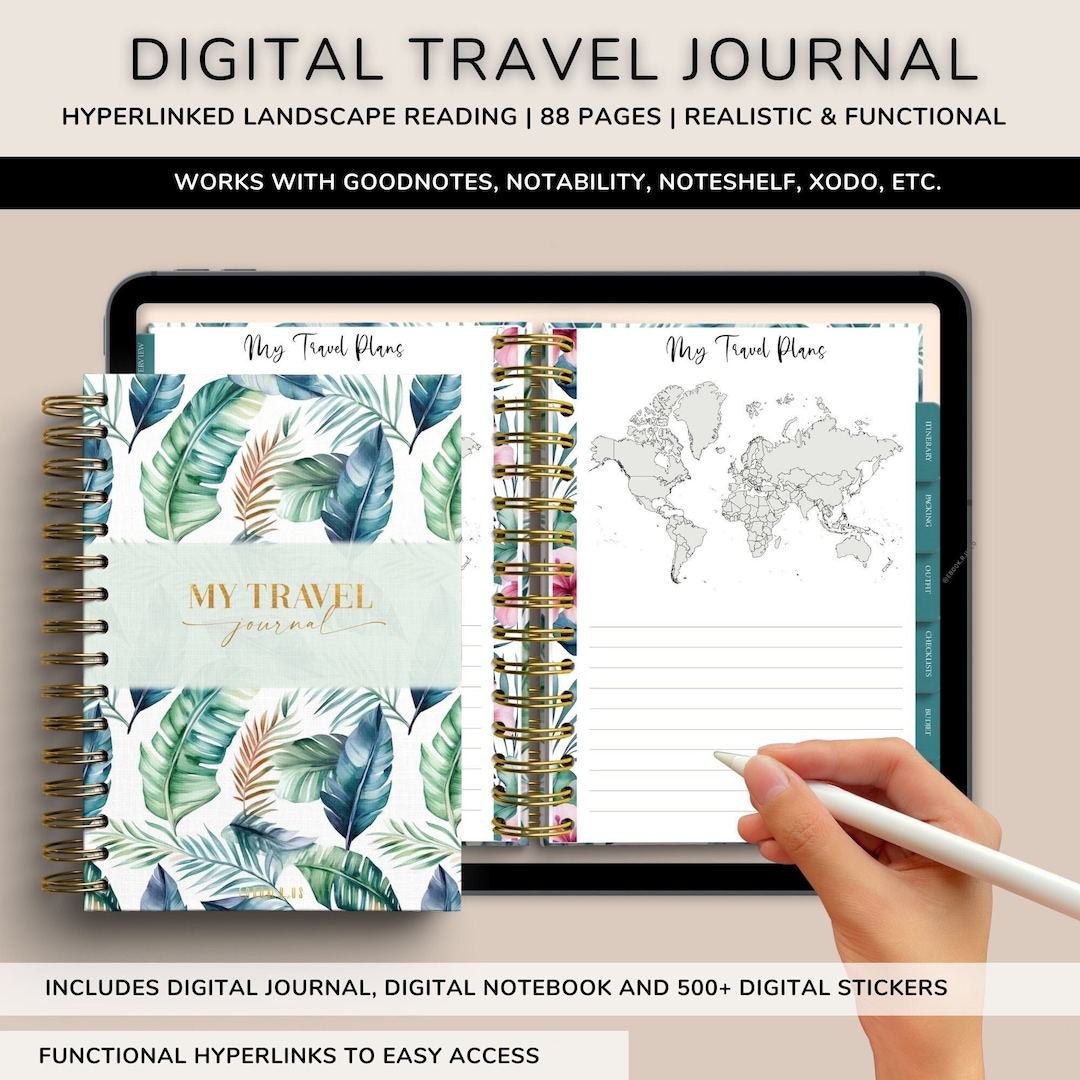 Landscape Digital Notebook With Tabs, Goodnotes Notebook, Travel ...