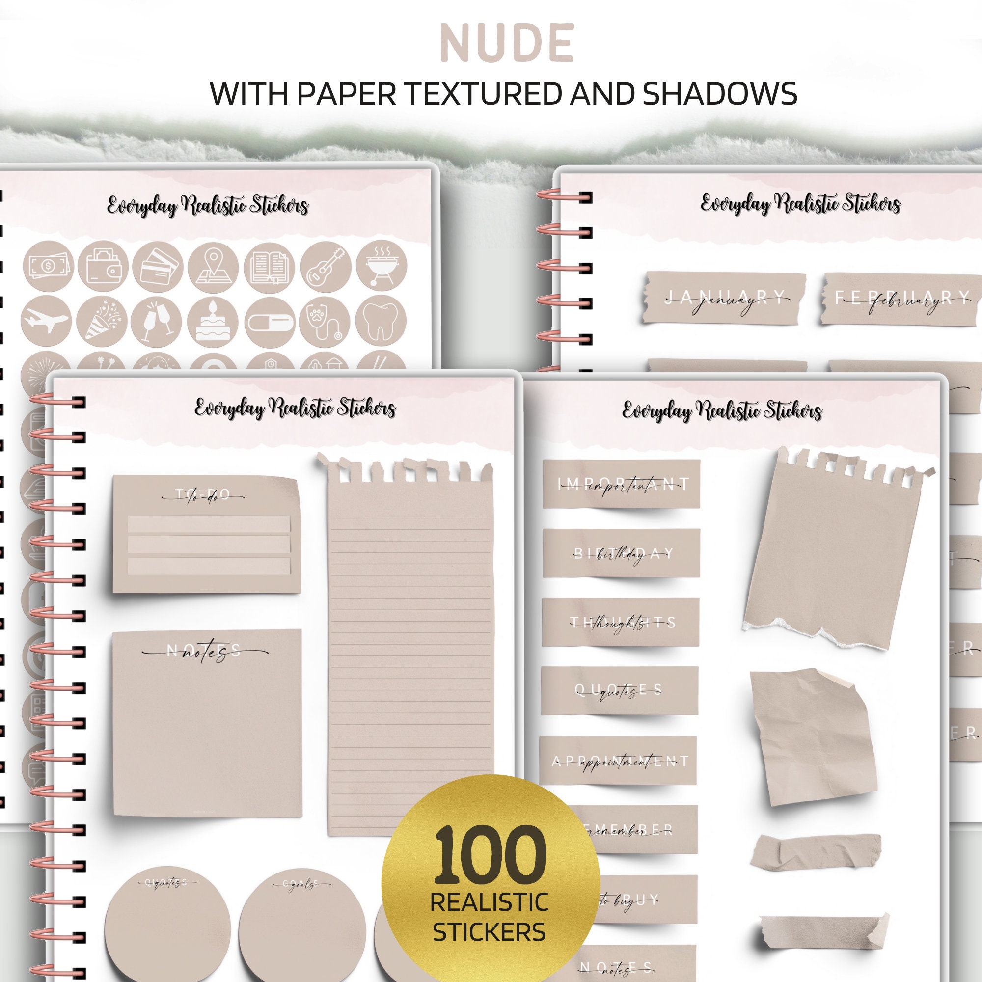 Realistic Everyday Stickers, Torn Paper Stickers, Digital Sticker Book ...