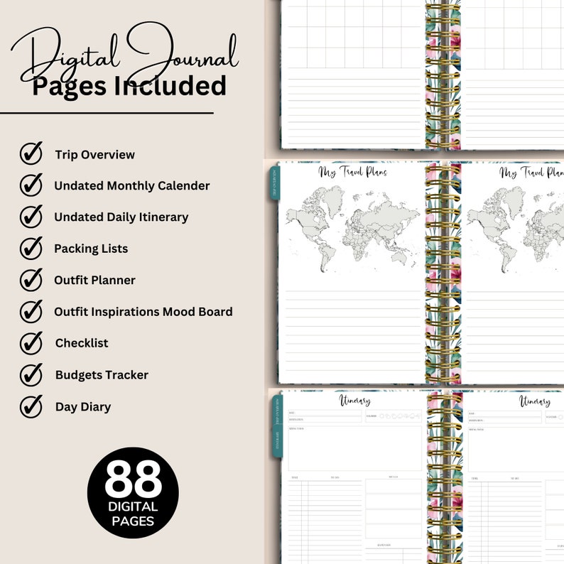 Landscape Digital Notebook With Tabs, Goodnotes Notebook, Travel ...