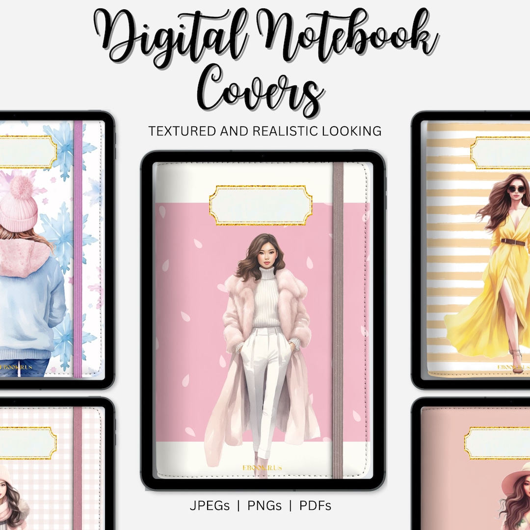 Realistic Digital Notebook Cover, Digital Notebook Cover Sets, Daily ...