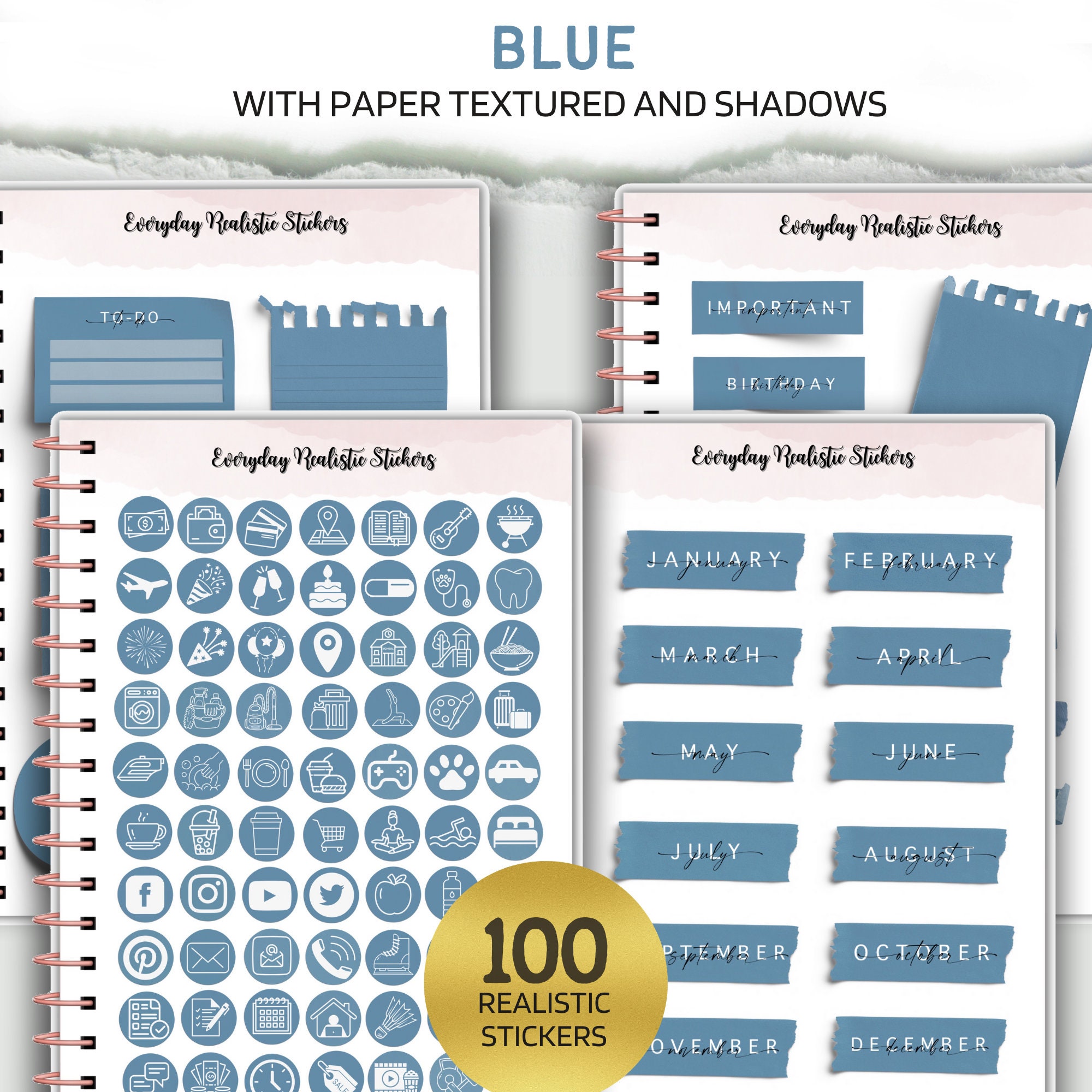 Realistic Everyday Stickers, Torn Paper Stickers, Digital Sticker Book ...