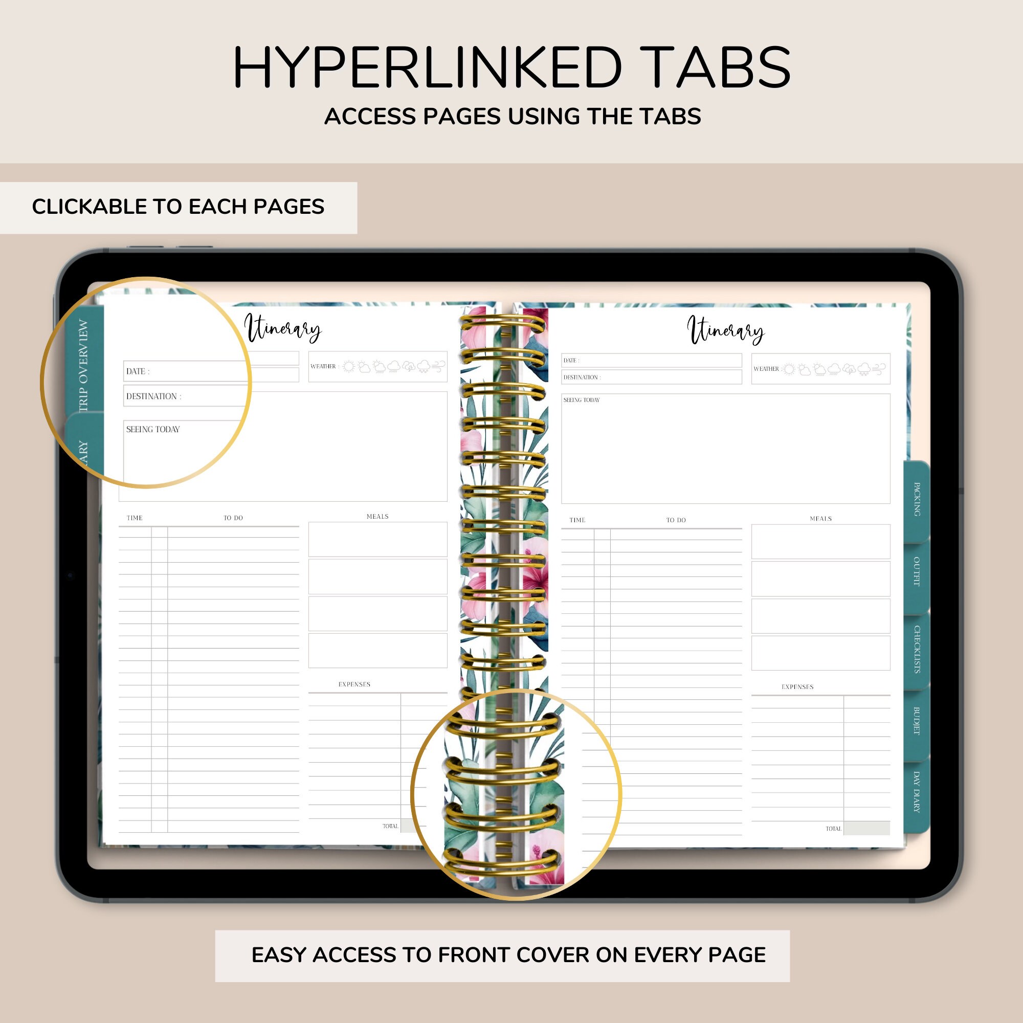 Landscape Digital Notebook With Tabs, Goodnotes Notebook, Travel ...