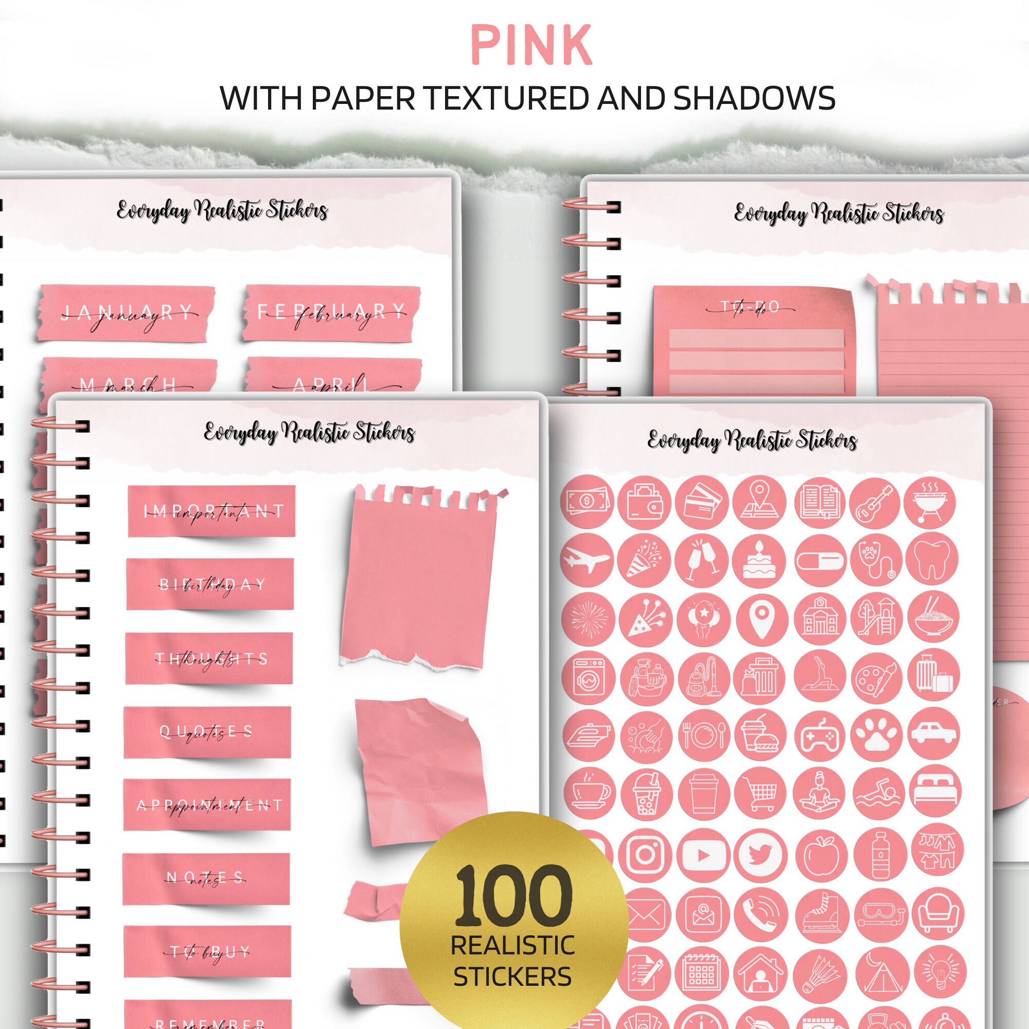 Realistic Everyday Stickers, Torn Paper Stickers, Digital Sticker Book ...