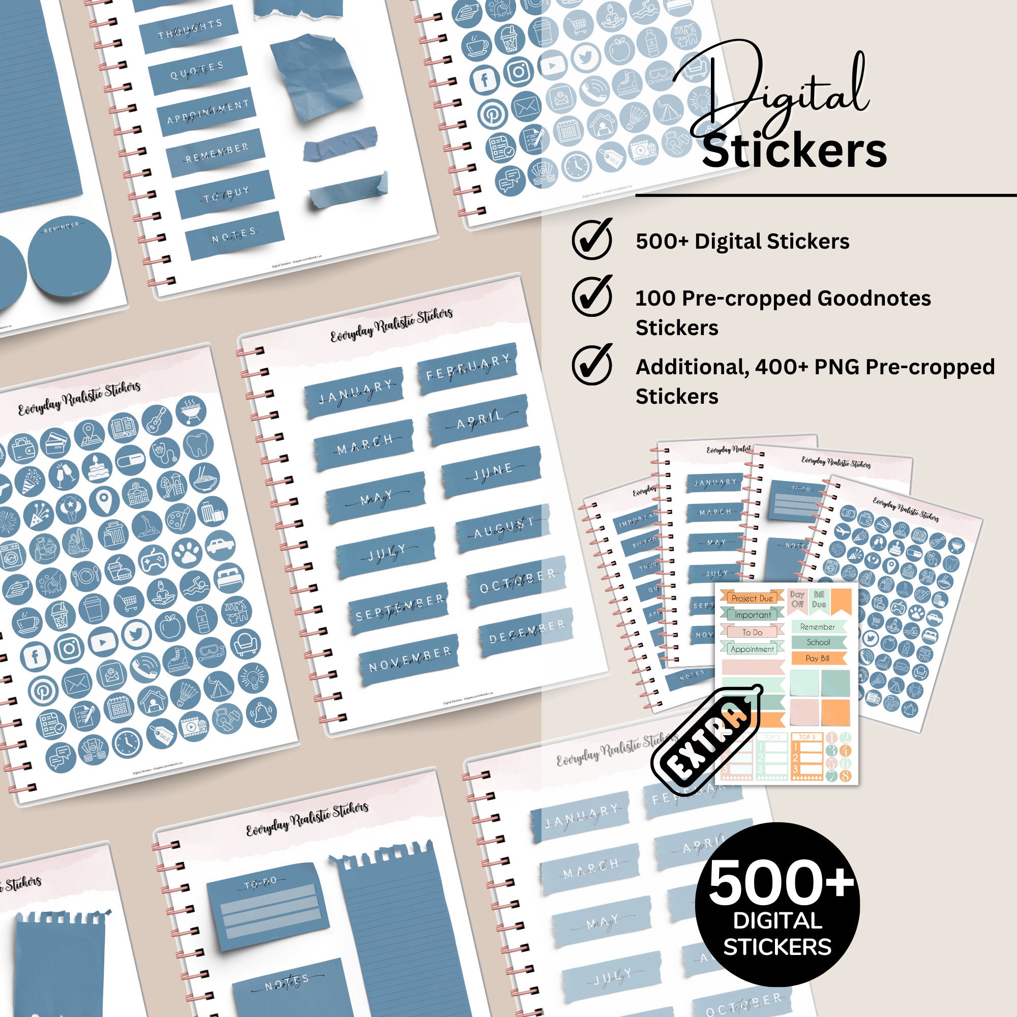 Landscape Digital Notebook With Tabs, Goodnotes Notebook, Travel ...
