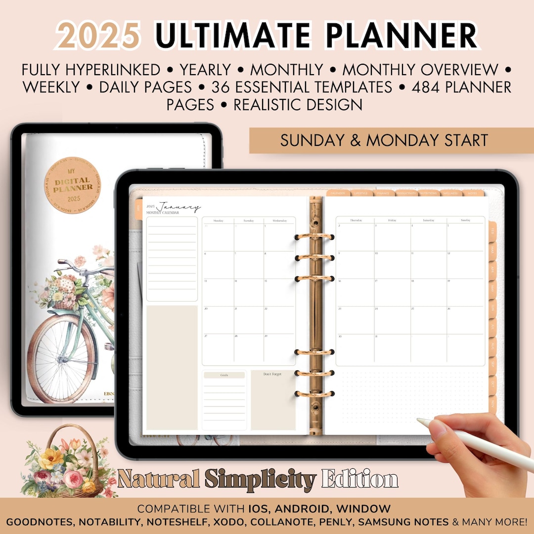 2025 Ultimate Digital Planner Natural Simplicity With 3000+ Stickers ...