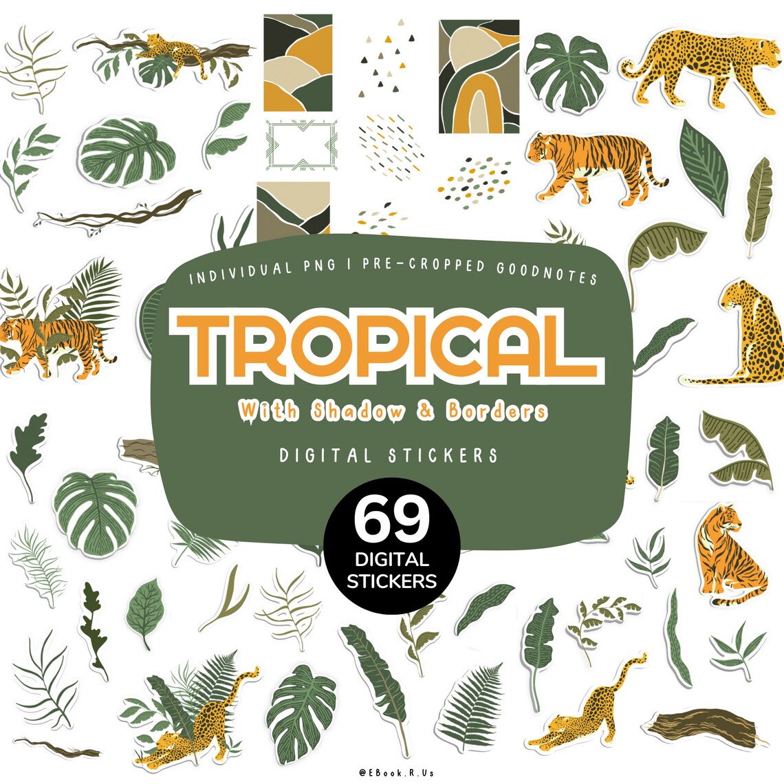 Digital Sticker, Goodnotes Sticker, Tropical Digital Stickers, Sticker ...