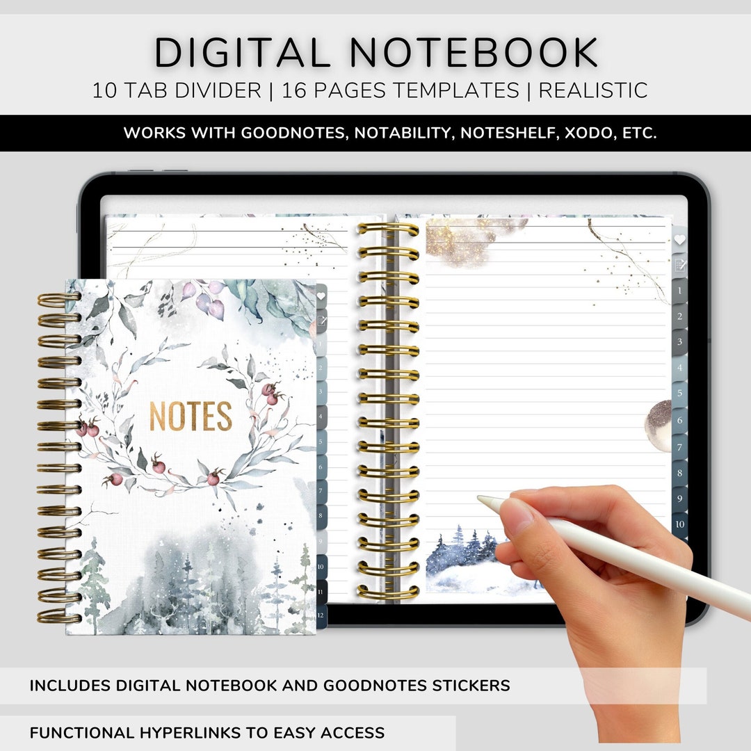 Landscape Digital Notebook With Tabs, Goodnotes Notebook, Student ...