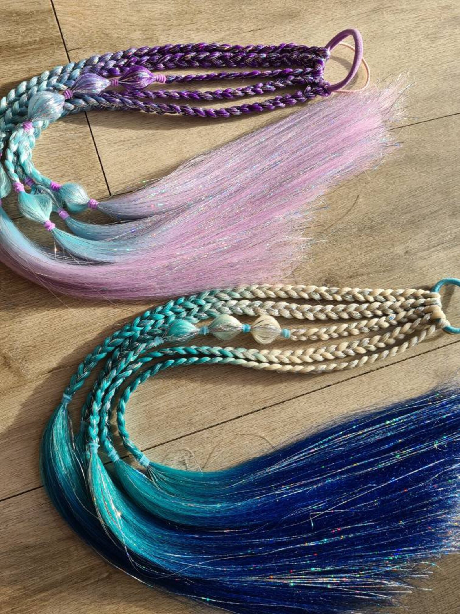 Soft Colourful Synthetic Tinsel Glitter Hair Braided Ponytail Extension ...