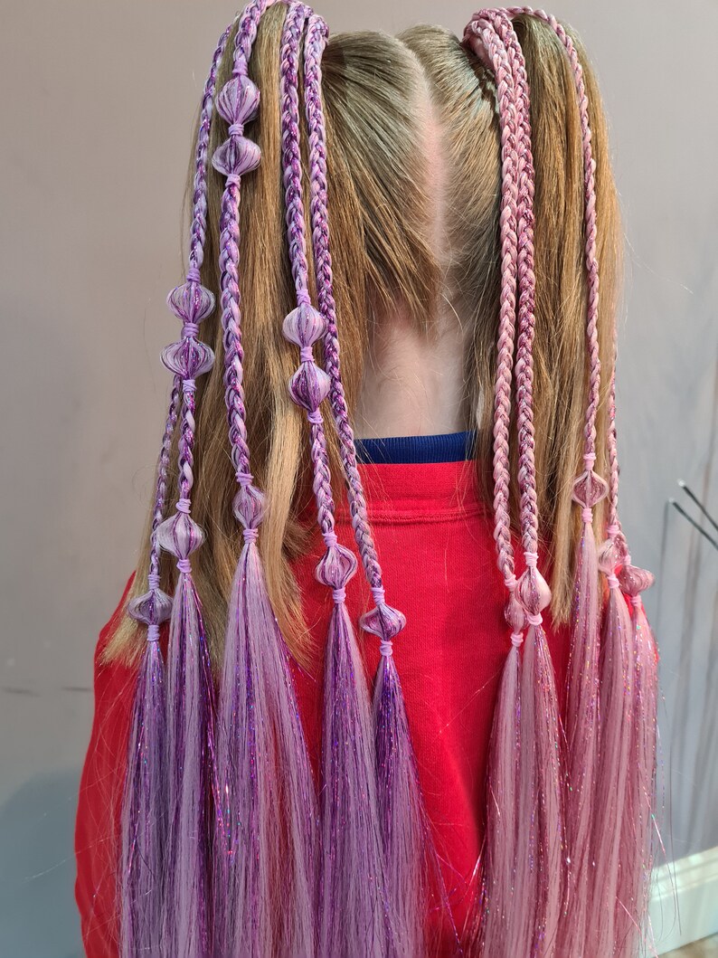 Soft Colourful Synthetic Tinsel Glitter Hair Braided Ponytail Extension ...