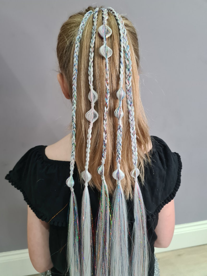 Soft Colourful Synthetic Tinsel Glitter Hair Braided Ponytail Extension ...