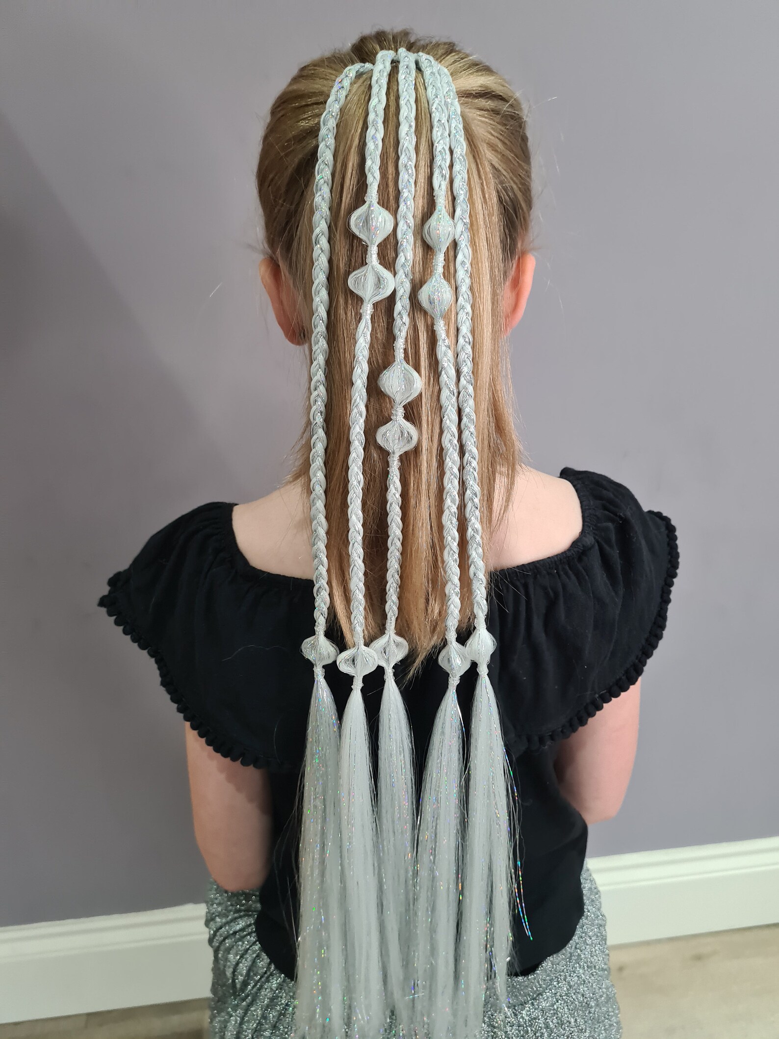 Soft Colourful Synthetic Tinsel Glitter Hair Braided Ponytail Extension ...