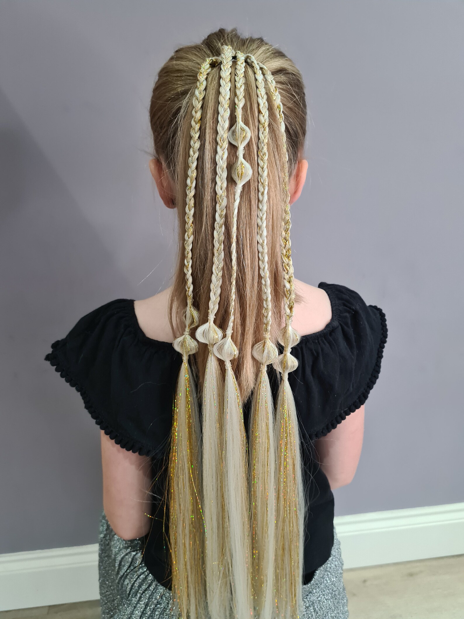 Soft Colourful Synthetic Tinsel Glitter Hair Braided Ponytail Extension ...