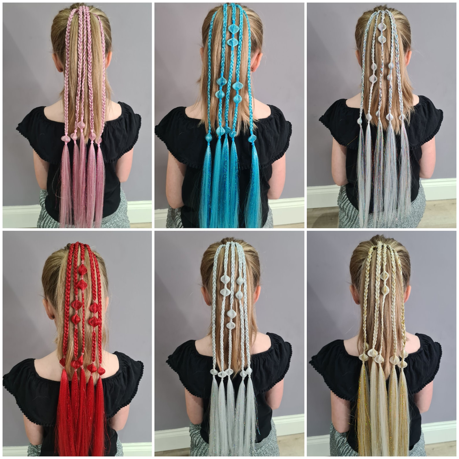 Soft Colourful Synthetic Tinsel Glitter Hair Braided Ponytail Extension ...