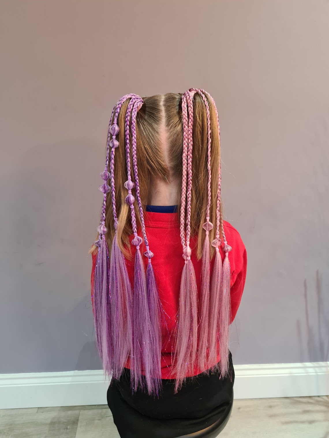 Soft Colourful Synthetic Tinsel Glitter Hair Braided Ponytail Extension ...