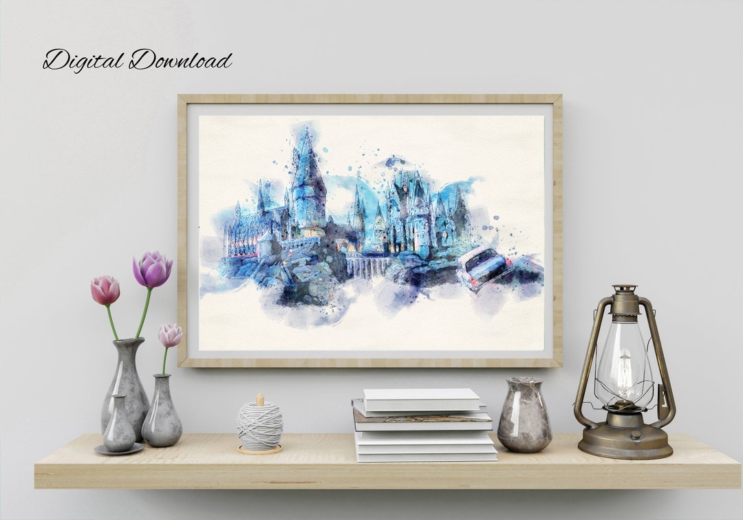 Wizard Magic Castle Poster INSTANT DOWNLOAD Watercolor - Etsy Australia