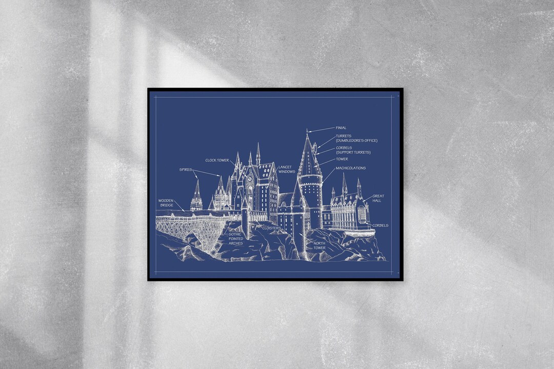 Wizarding Inspired Castle Blueprint Poster, INSTANT DOWNLOAD, Blueprint ...
