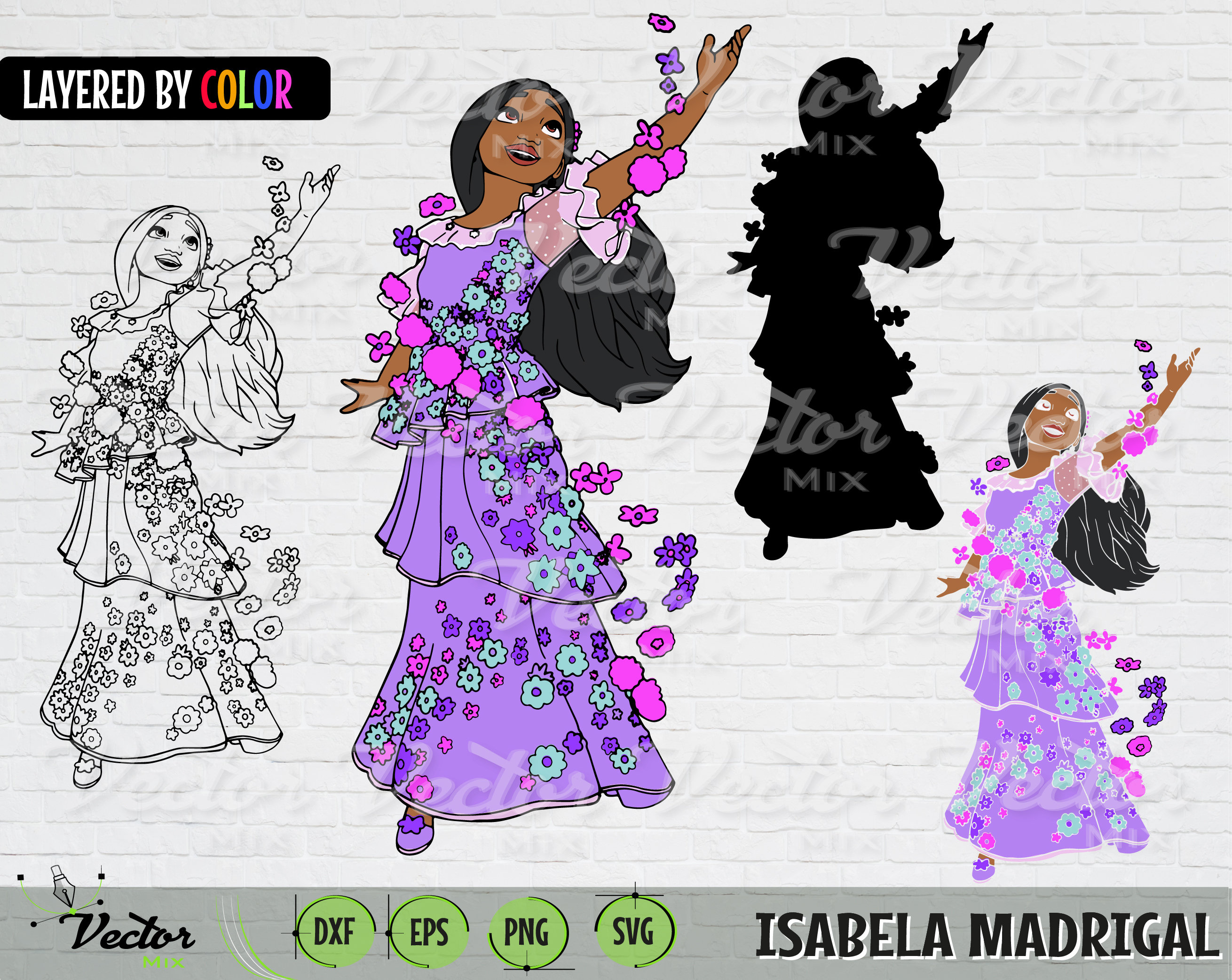 silhouette Encanto svg Isabela svg clipart cut file Wall Décor Home ...