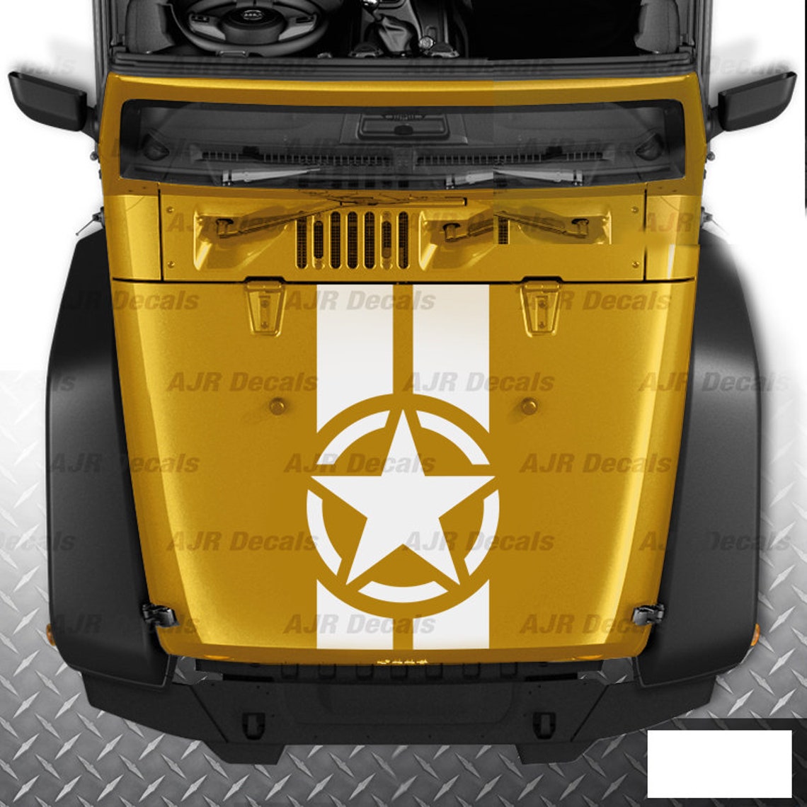 Stripe Star Decals Fits Jeep Wrangler Hood Sticker Vinyl in 6 Colors (1 ...