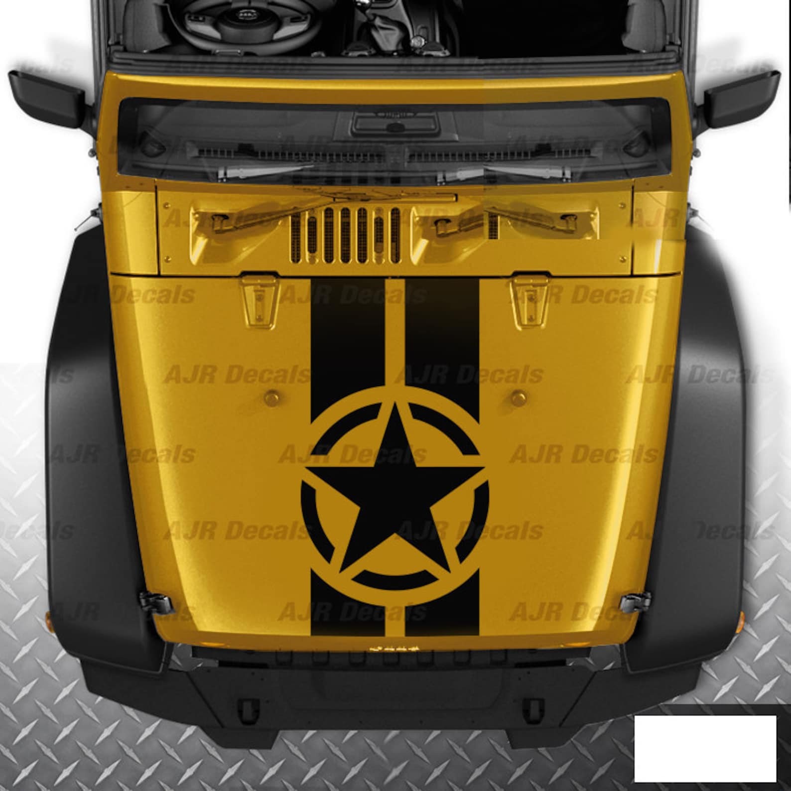 Stripe Star Decals Fits Jeep Wrangler Hood Sticker Vinyl in 6 Colors (1 ...