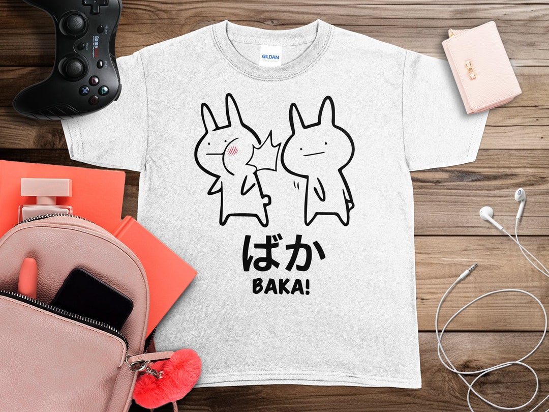 Baka Rabbit Punch Anime Fan Kids Novelty Gaming Printed T Shirt Slogan ...