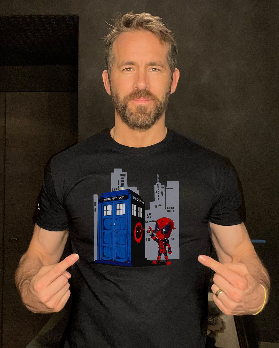 Deadpool Tardis Men's T-shirt Funny Movie Themed Novelty Tee Shirt ...