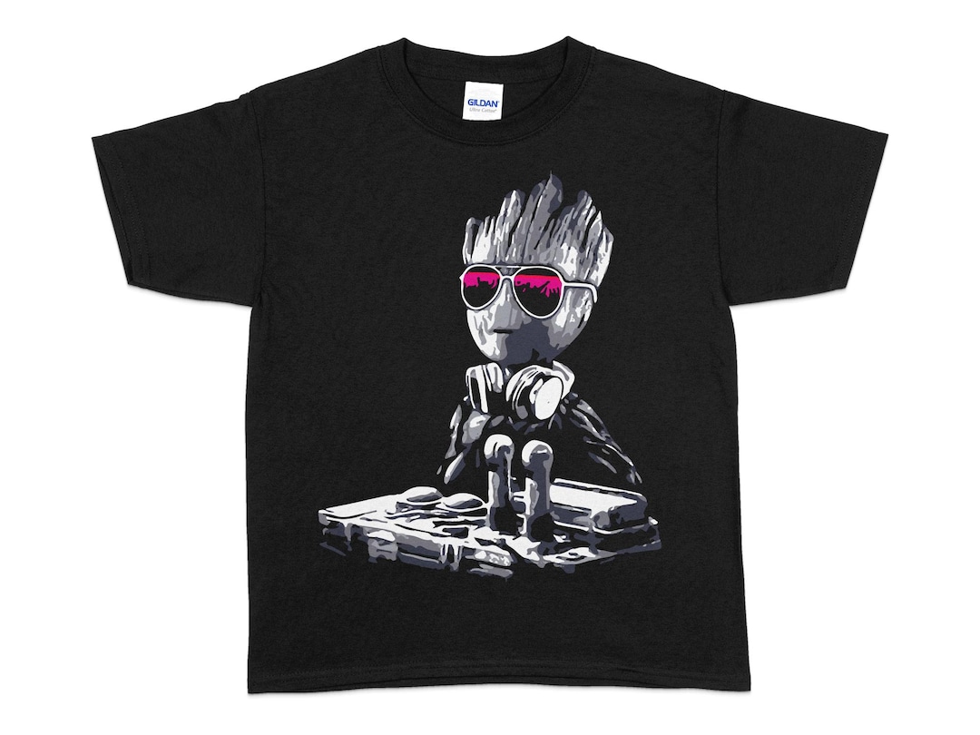 Baby Groot DJ Music Movie Fan Kids Novelty Gaming Printed T Shirt ...